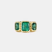 3 Stone Heirloom Bezel Ring- 3.93ct Emerald Cut Emeralds – Retrouvai