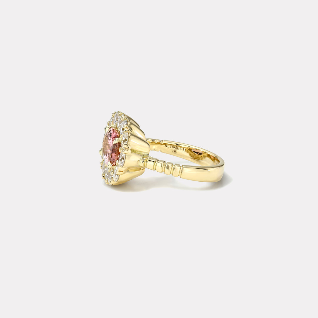 2.51ct Oval Pink Tourmaline Diamond Heirloom Bezel Ring – Retrouvai