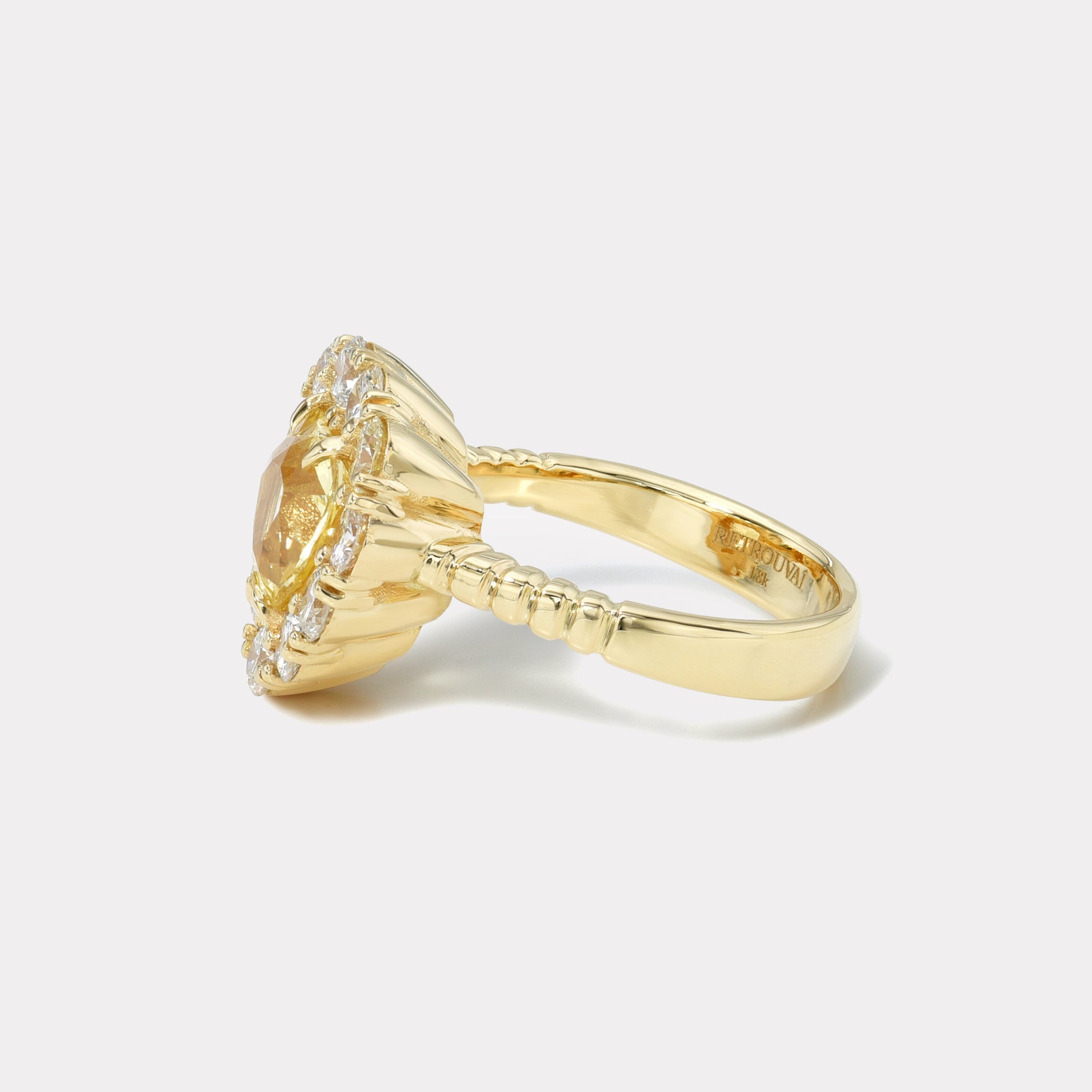 2.72ct Yellow Sapphire Heart Diamond Heirloom Bezel Ring – Retrouvai