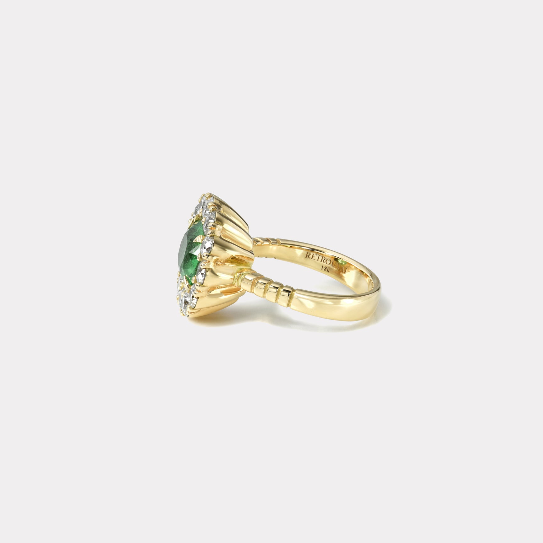 3.59ct Oval Tsavorite Diamond Heirloom Bezel Ring – Retrouvai