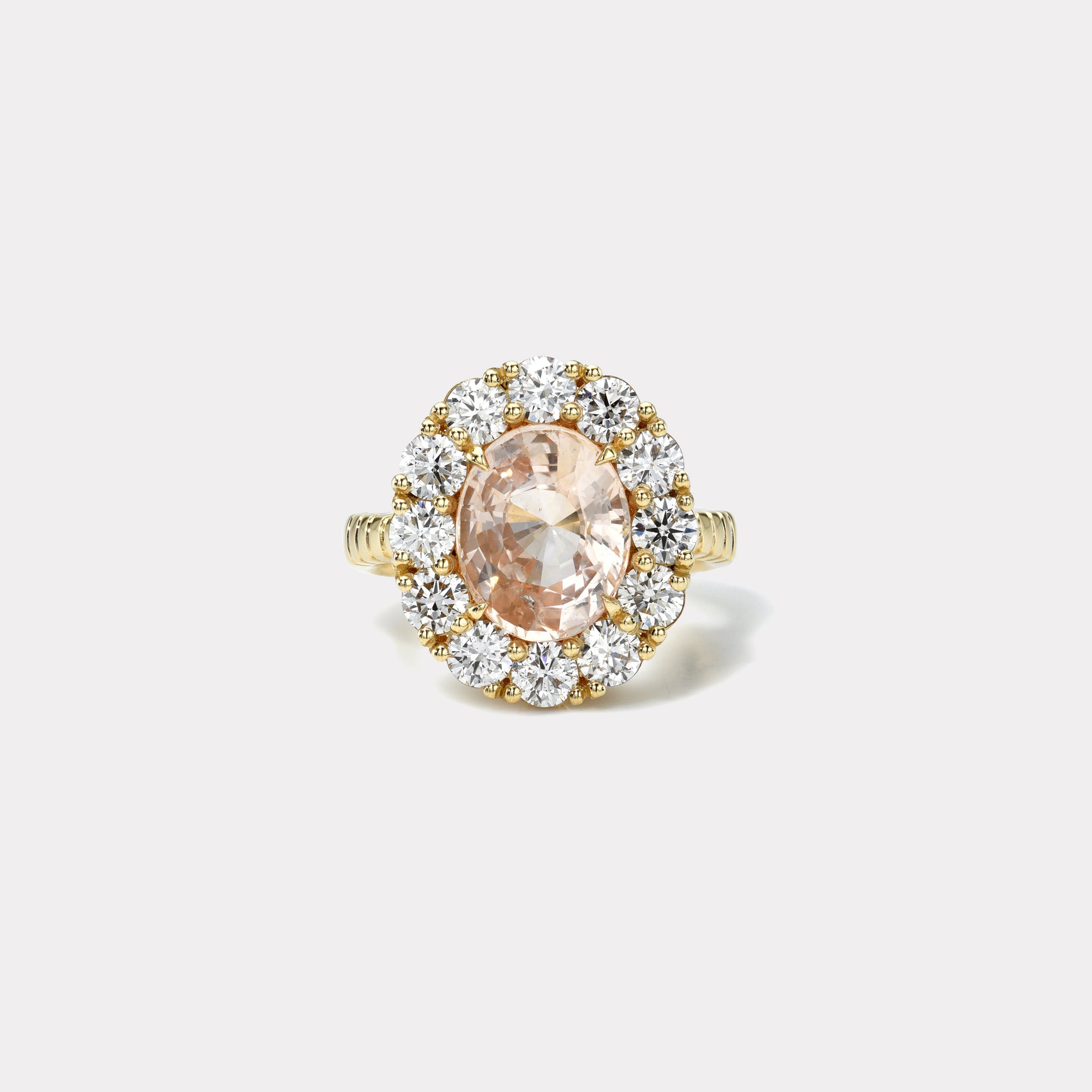 4.20ct Oval Peach Sapphire and Diamond Heirloom Bezel Ring – Retrouvai