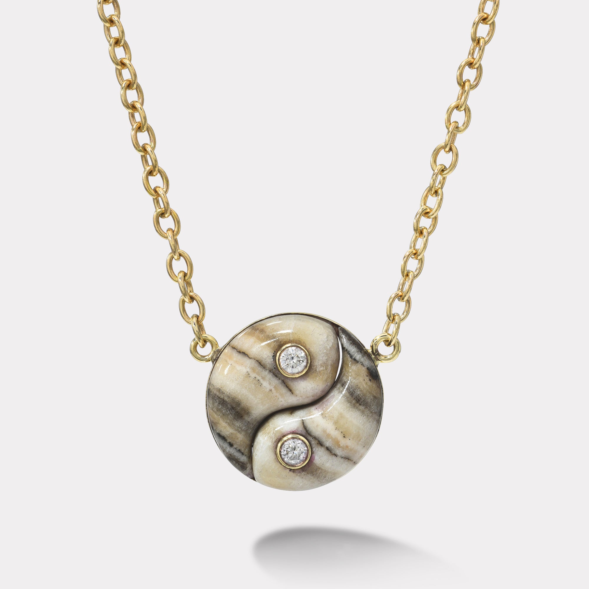 Double Stone Yin Yang Pendant on Handmade Chain - Double Agate – Retrouvai
