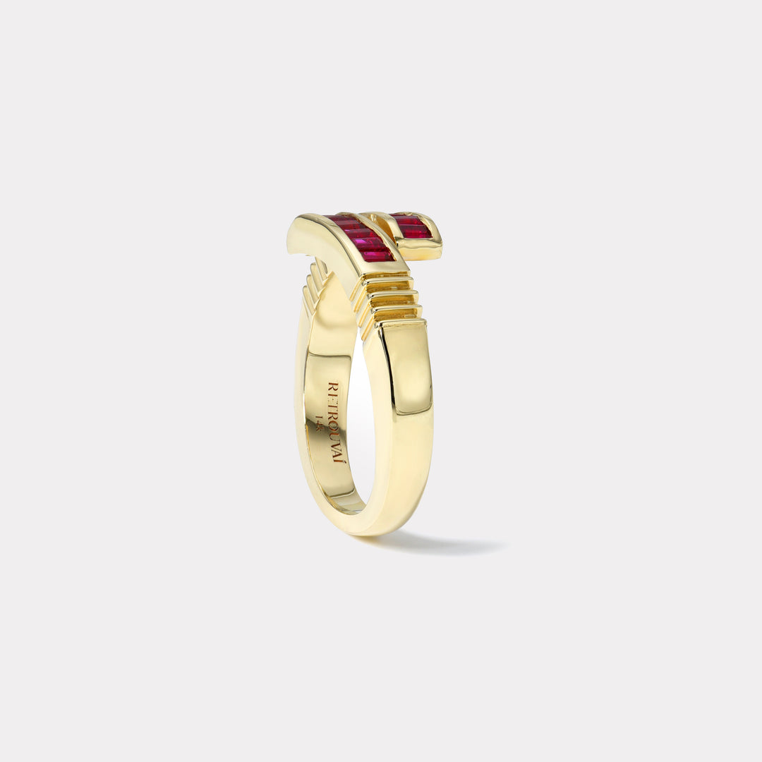 Petite Ruby Baguette Buckle Ring – Retrouvai