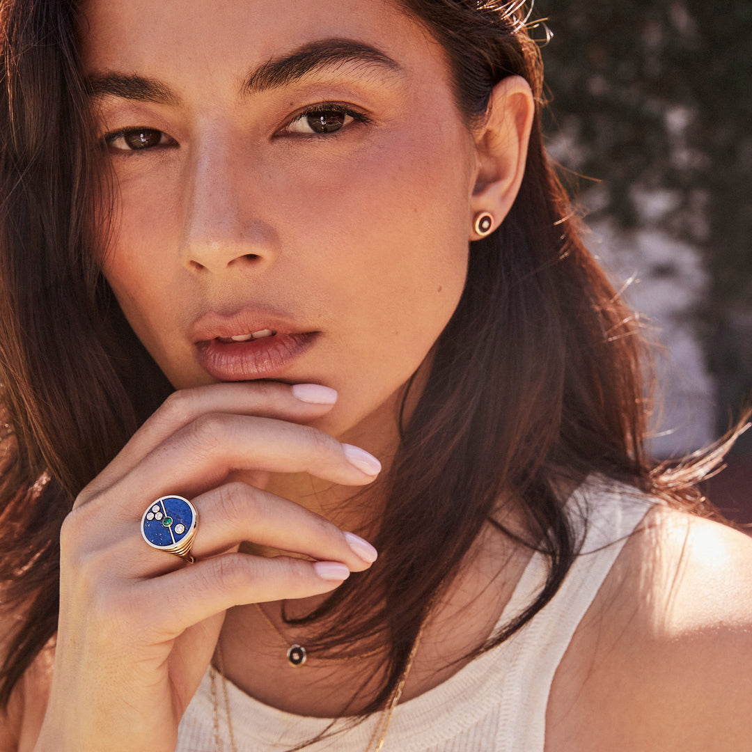 Compass Ring with Lapis and Emerald – Retrouvai