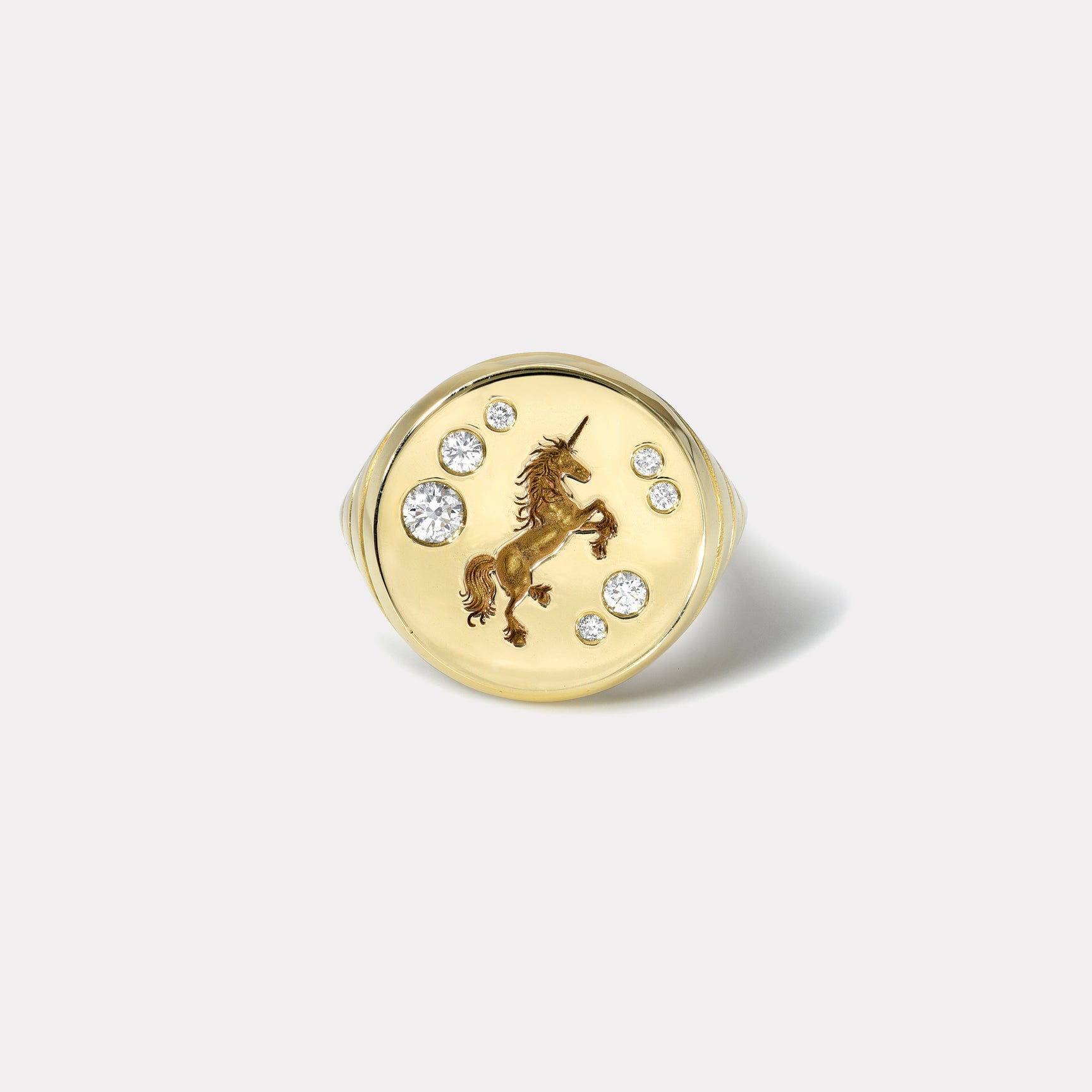 Unicorn Fantasy Signet Ring with Diamonds – Retrouvai