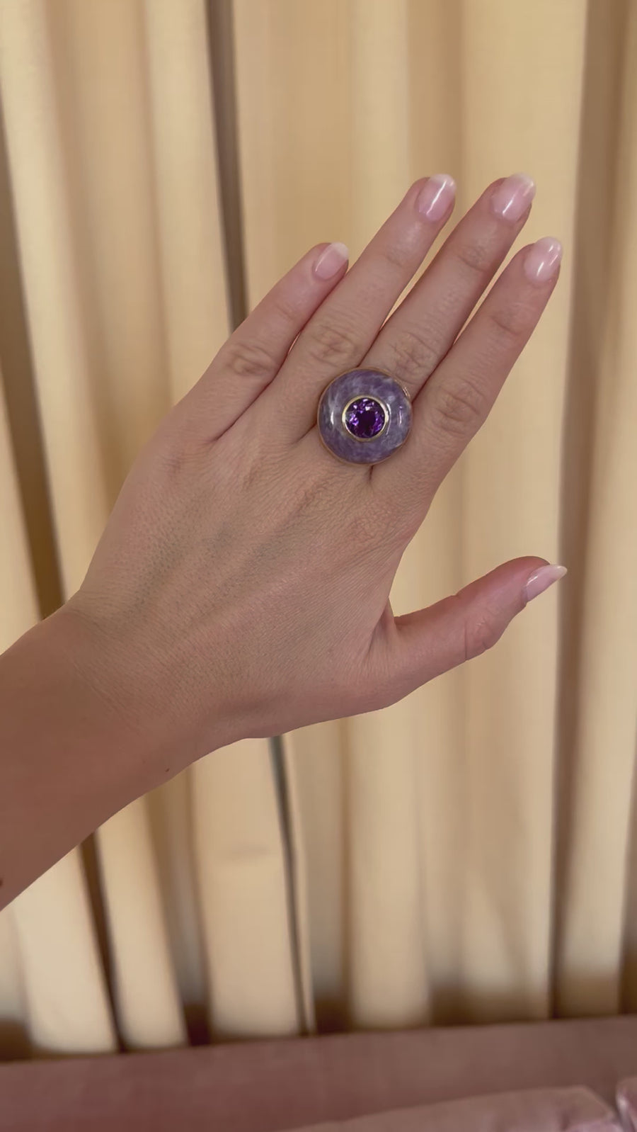 Classic Lollipop Ring - 3.16ct Round Amethyst in Hand Carved Light Ame ...
