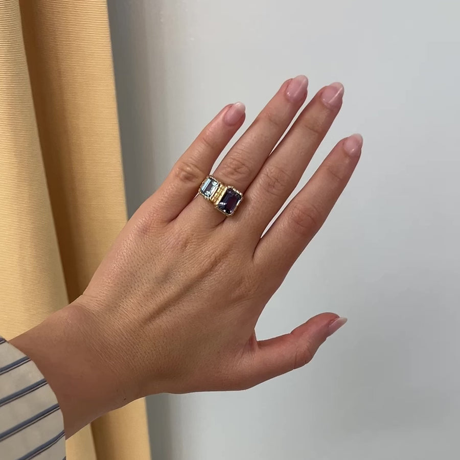 1.34ct Emerald Cut Aquamarine and 3.30ct Emerald Cut Tanzanite Double – Retrouvai