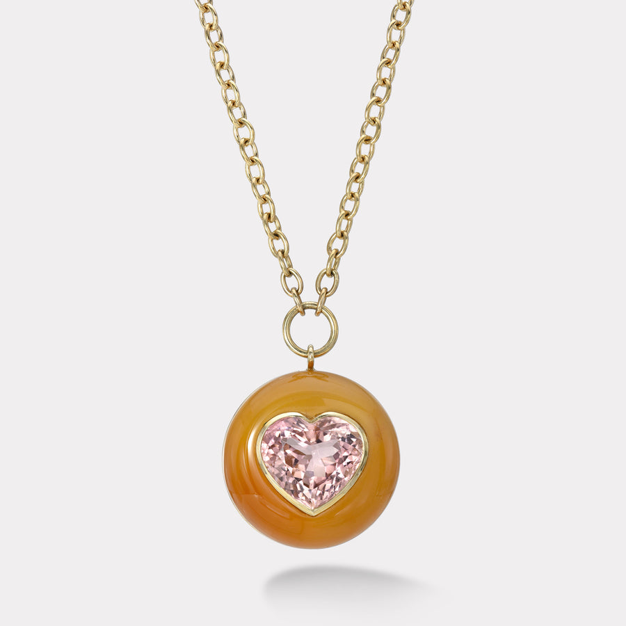 Pink Tourmaline Heart in Hand Carved Carnelian Lollipop Pendant – Retrouvai