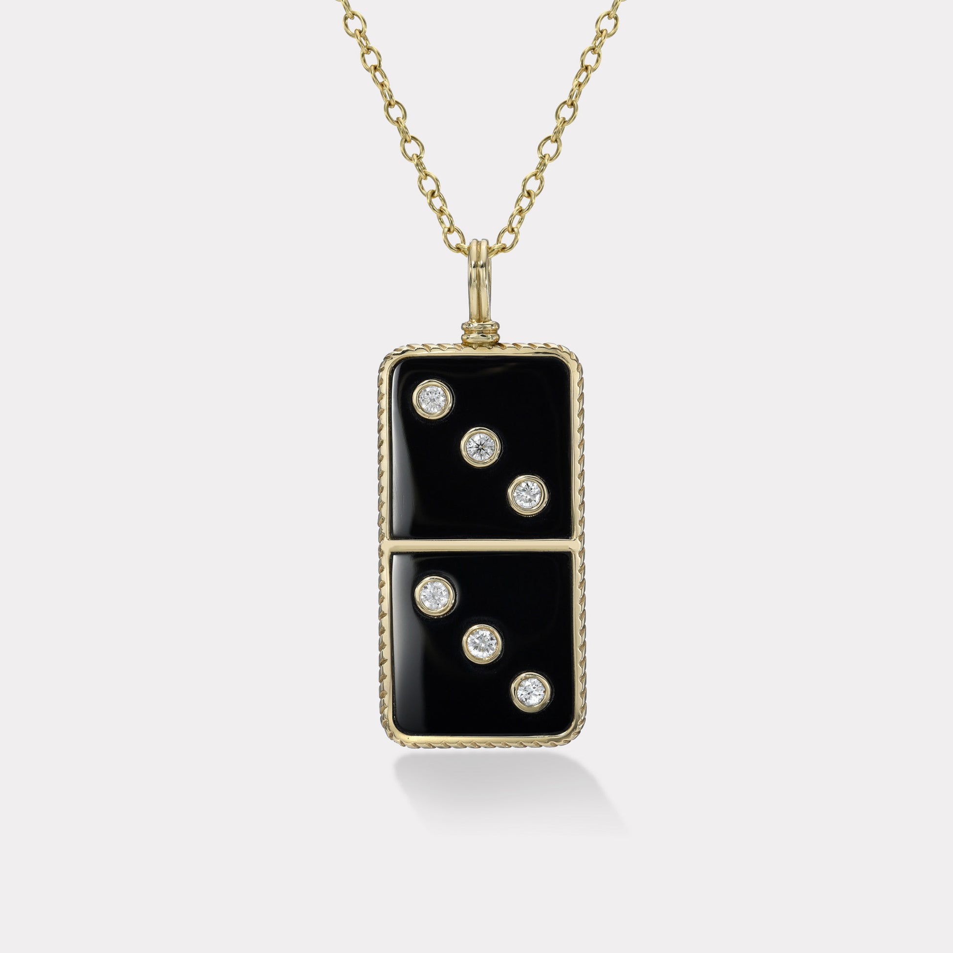 Classic Diamond Domino Necklace with Semiprecious Stone Inlay- Onyx ...